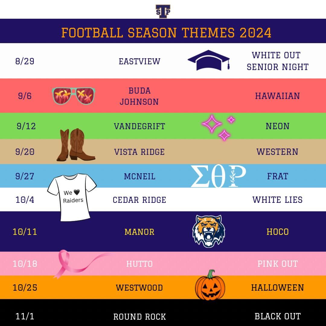 2024 Varsity Game Themes - Stony Point Football Booster Club